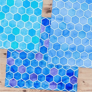 Watercolor Winter Honeycomb Paper, Watercolor Digital Paper, 15 Digital ...