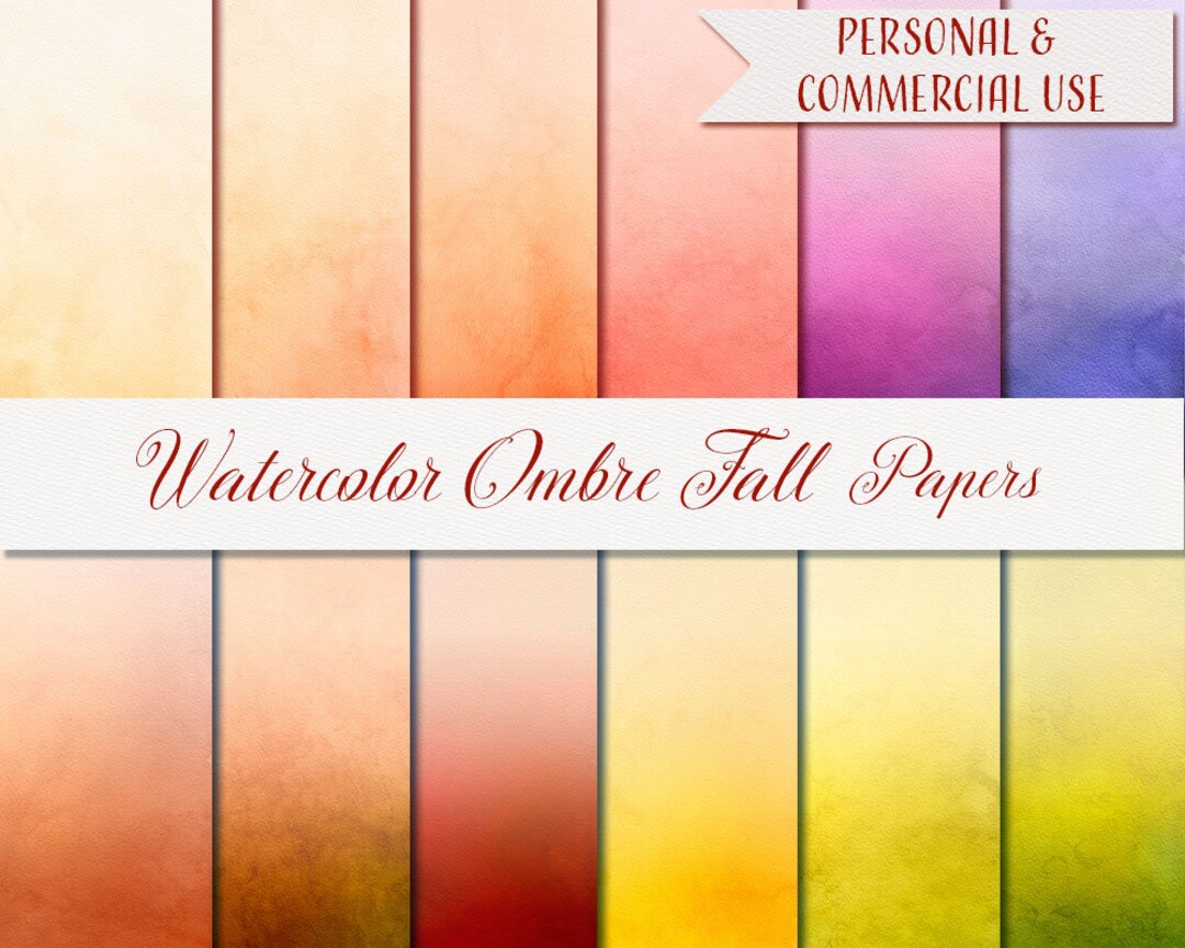 Watercolor Digital Paper, Watercolor Ombre Papers, 12 Digital Papers 12 ...