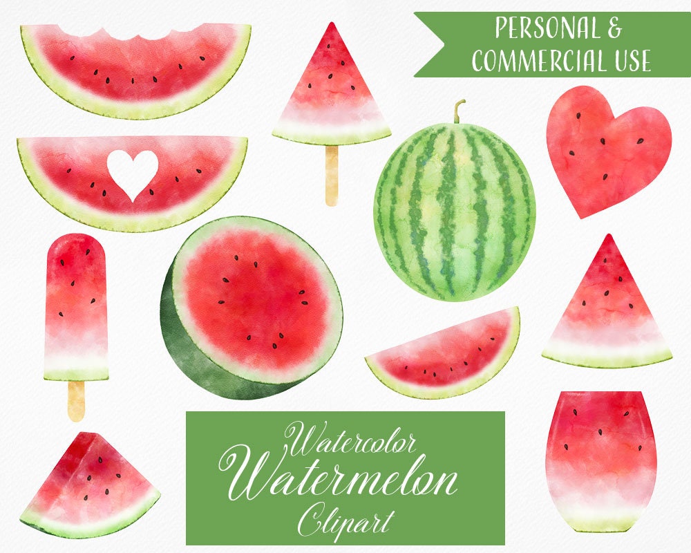 Watercolor Watermelon Clipart Watermelon Clipart Watercolor | Etsy
