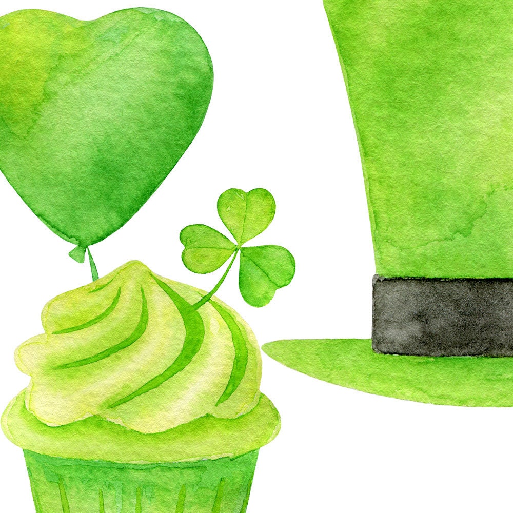 Watercolor St Patrick's Day Clipart, Watercolor Clover Wreath ...