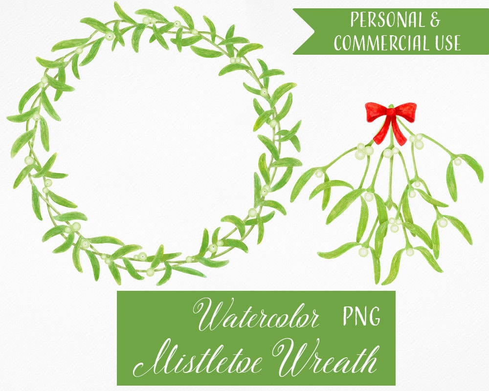 Christmas Wreath Clipart, Mistletoe Wreath Clipart, Wreath Clipart ...