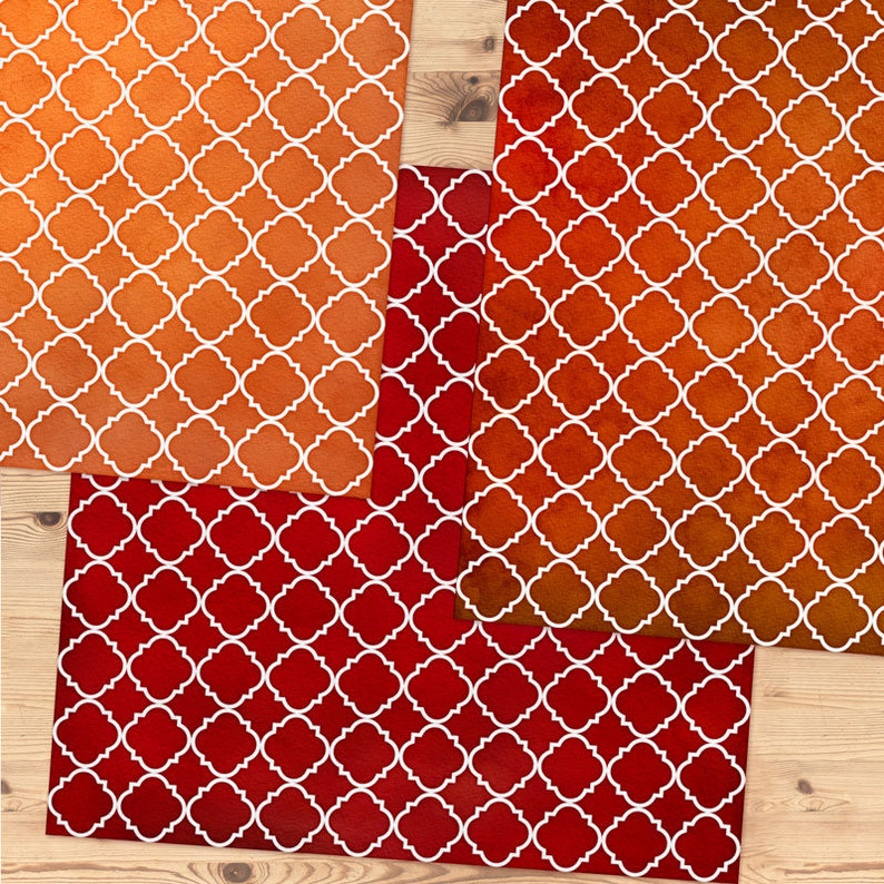 Watercolor Digital Paper Watercolor Fall Quatrefoil Paper 12 - Etsy