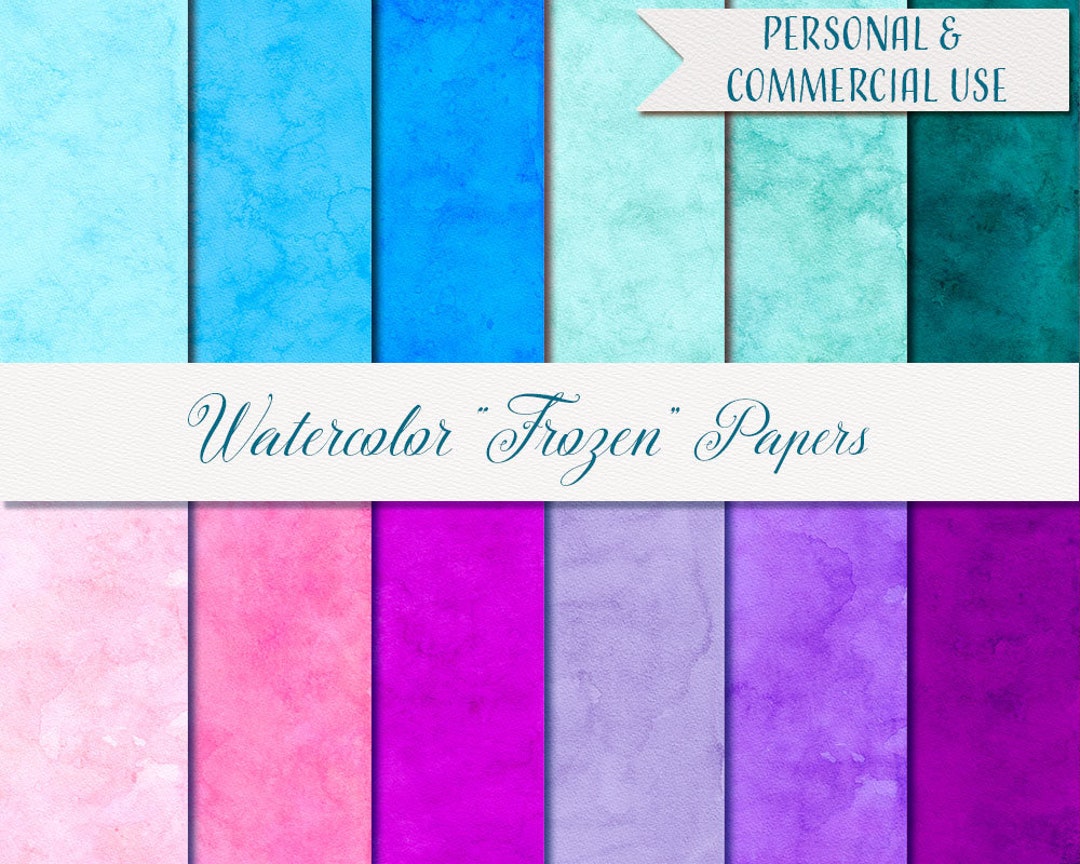 Watercolor Digital Paper, Watercolor Icy Papers, Watercolor Winter ...