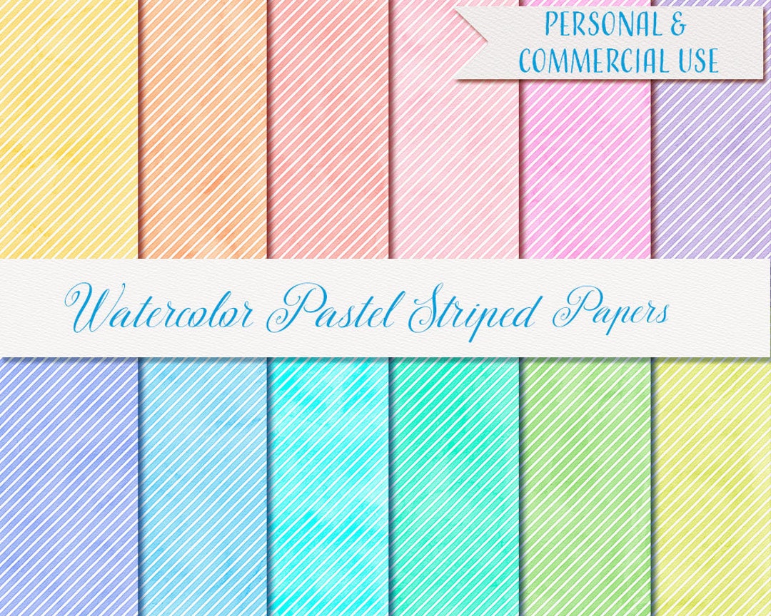 Watercolor Digital Paper, 12 Papers 12" X 12", Watercolor Pastel ...