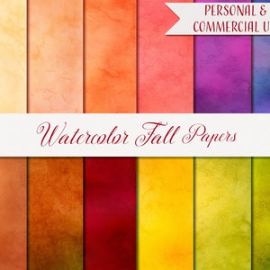 Watercolor Digital Paper, Watercolor Fall Digital Papers, Watercolor ...