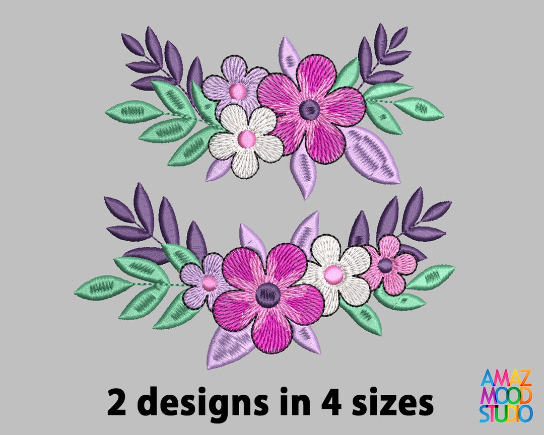 Flower Frame Floral Wreath Machine Embroidery Design - Etsy