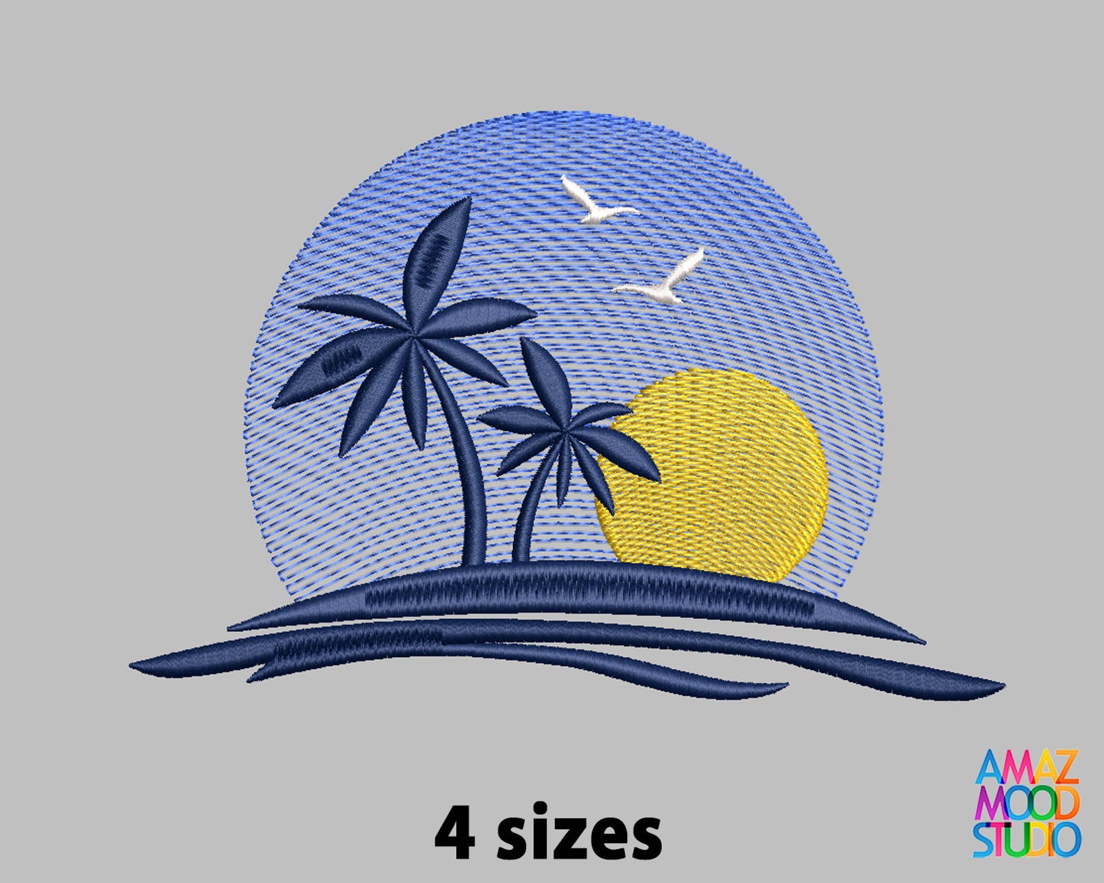 Tropical Sunset Machine Embroidery Design - Etsy