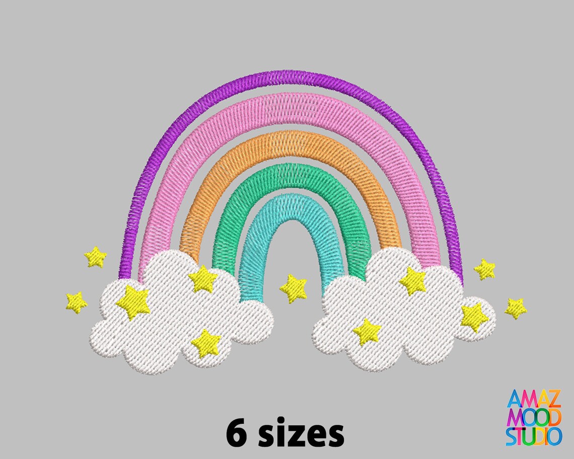Rainbow Machine Embroidery Design | Etsy