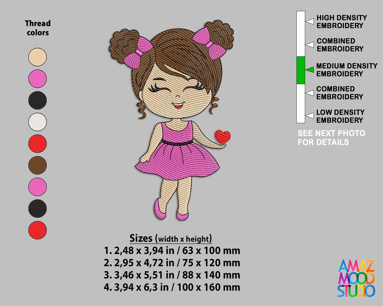 Little Cute Girl Machine Embroidery Design - Etsy