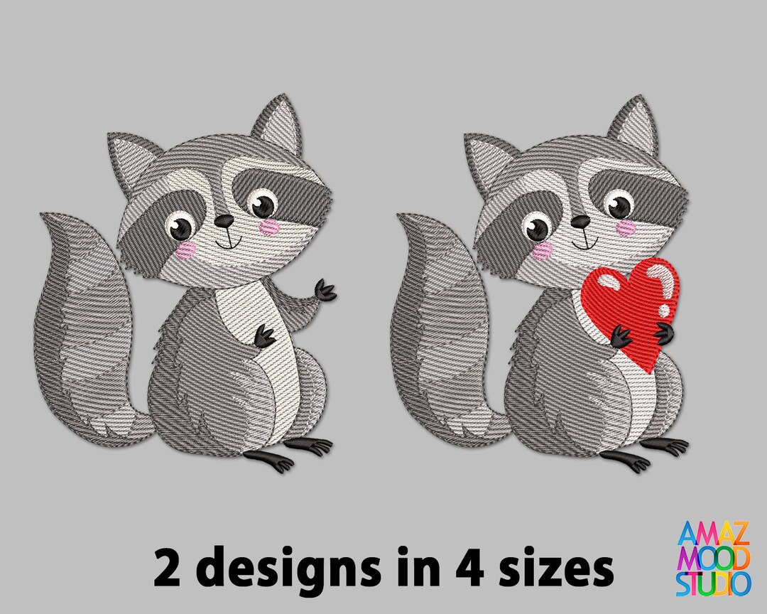 Сute Raccoon Machine Embroidery Design - Etsy