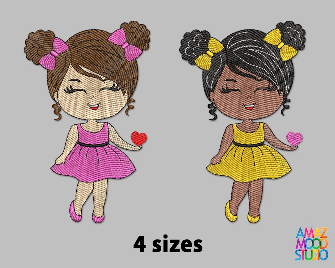 Little Cute Girl Machine Embroidery Design - Etsy