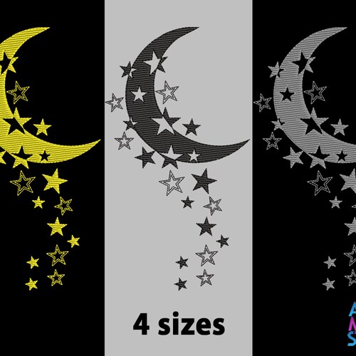 Mini Stars and Moon Machine Embroidery Design Tiny Stars - Etsy