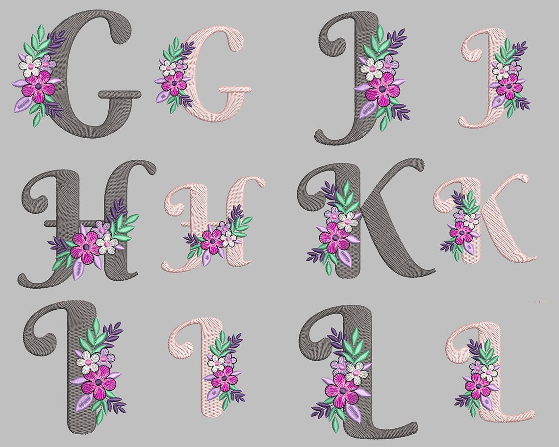 Alphabet Floral Monogram Font Machine Embroidery Design BIG PACK - Etsy