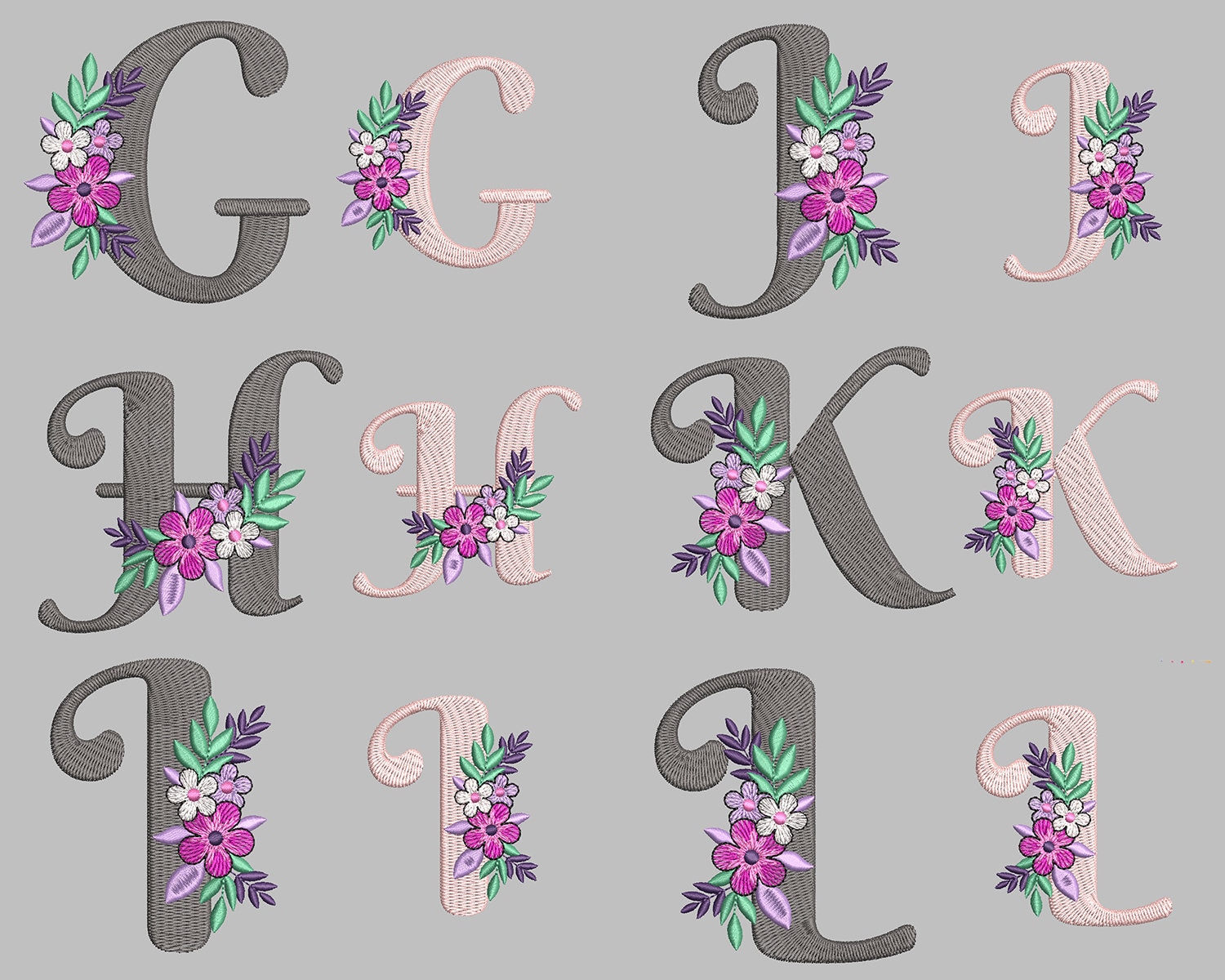 Alphabet Floral Monogram Font Machine Embroidery Design BIG - Etsy