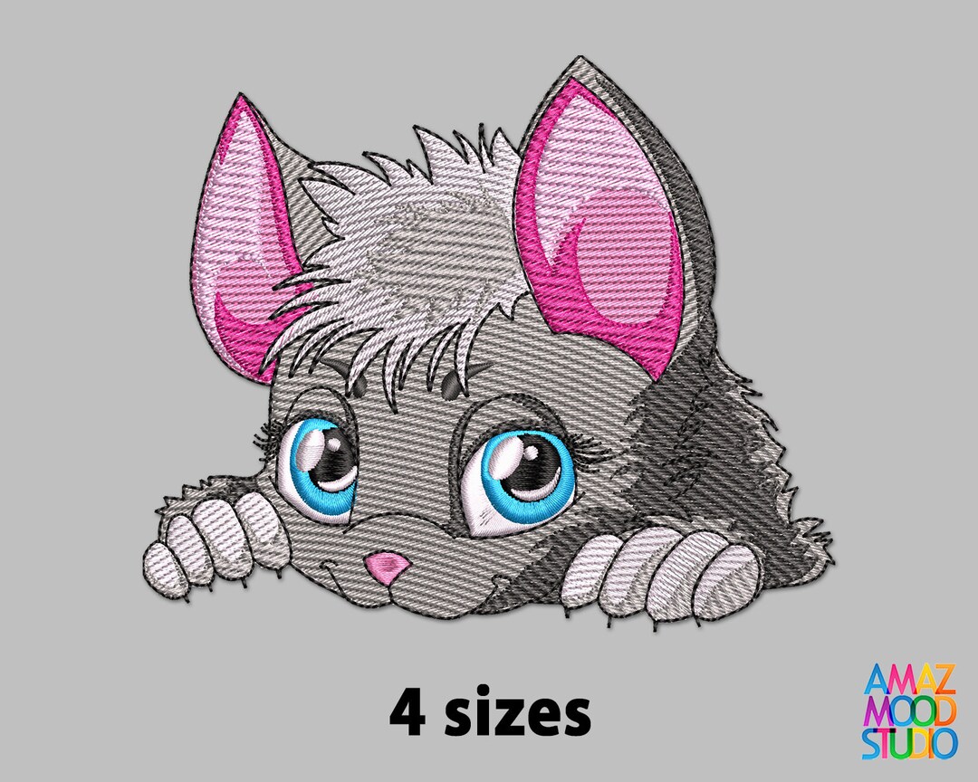 Cute Cat Meow Machine Embroidery Design - Etsy
