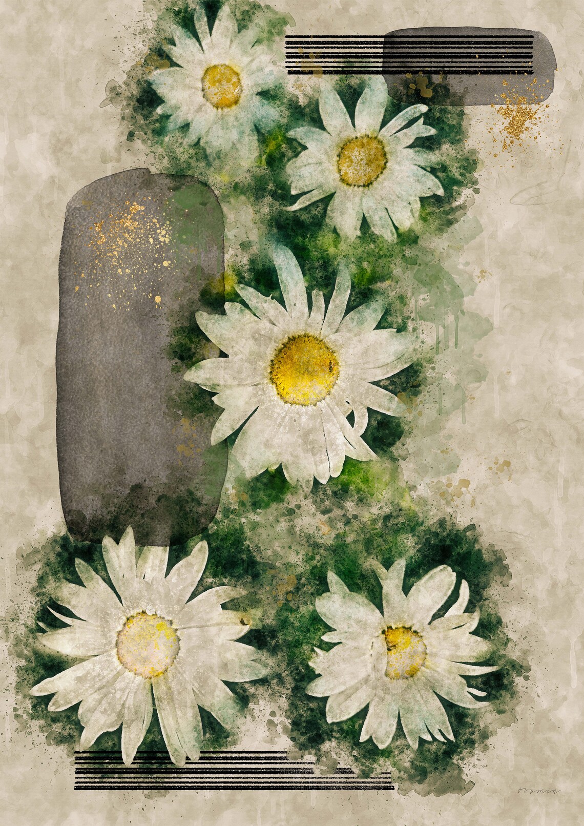 Printable Abstract Wall Art Abstract Daisies Digital Painting - Etsy