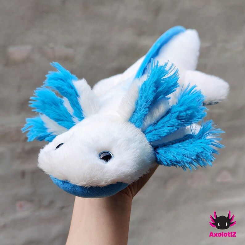Axolotl Soft Toy White-blue 2.0 40 Cm - Etsy