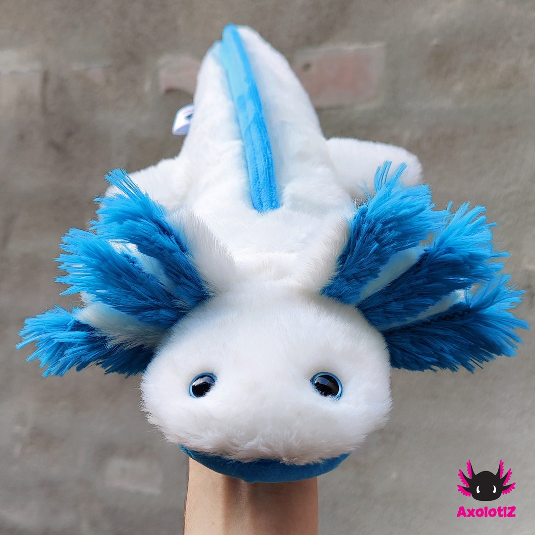 Axolotl Soft Toy White-blue 2.0 40 Cm - Etsy