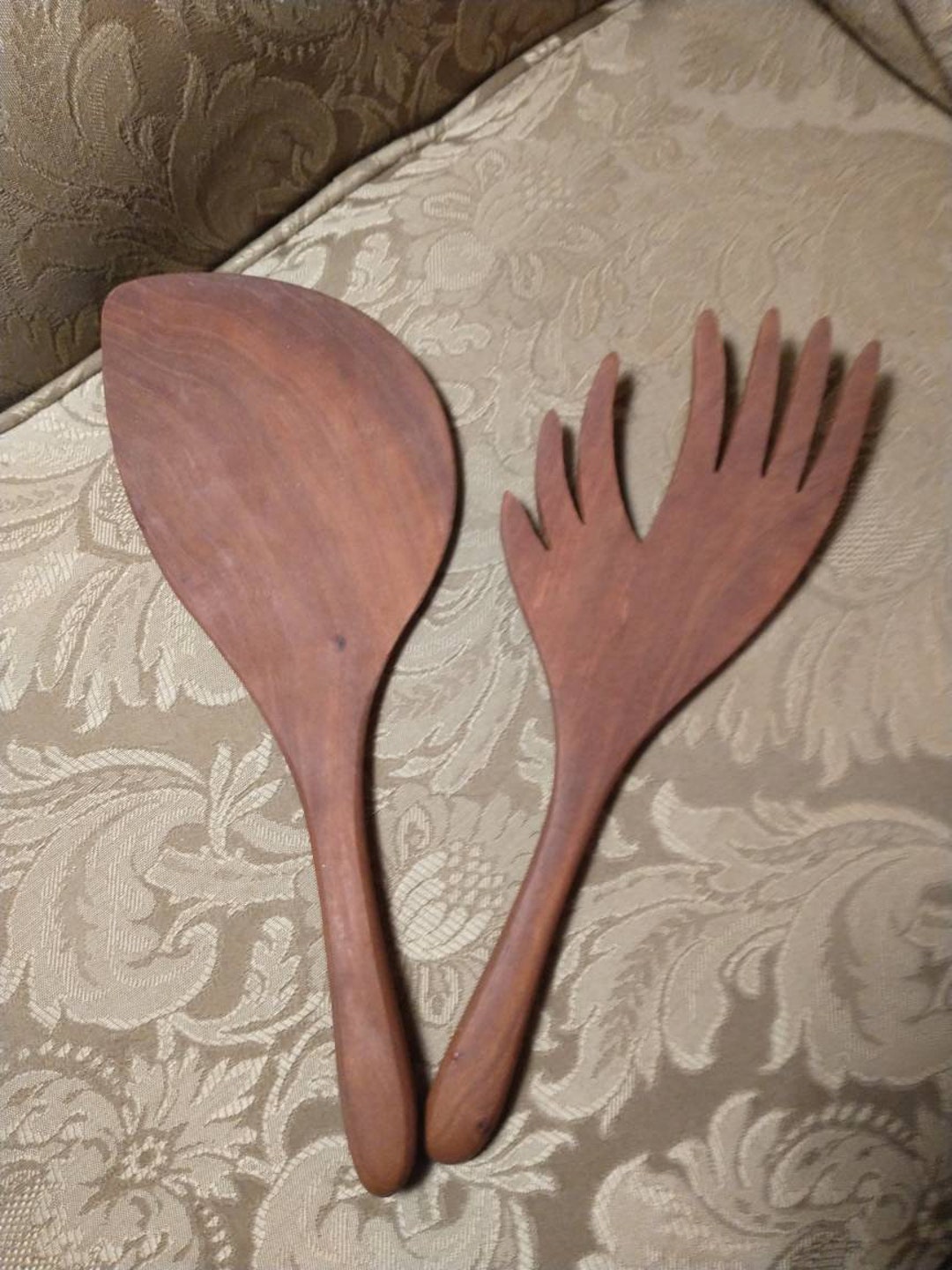 Wooden Salad Serving Set Mid Century Modern - Etsy