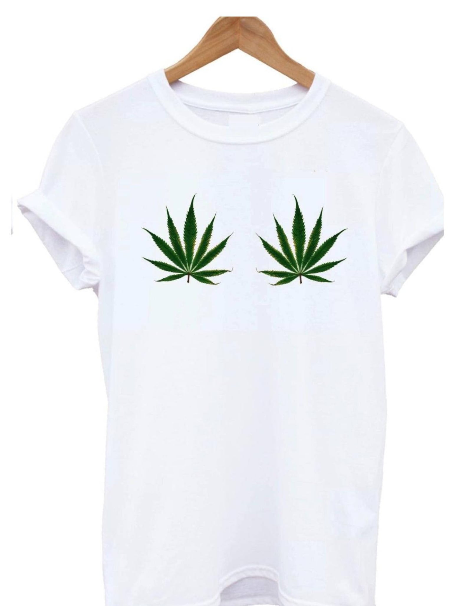 Weed Titties T-shirt Marijuana Leaves, Cannabis Fashion Woman Boobs Top Slogan Tee Feminist T ...