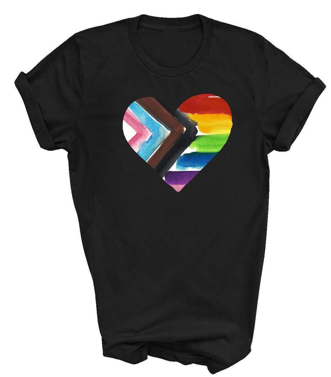 Pride Progress T Shirt, Big Pride Progress Heart T Shirt, LGBT Pride T ...