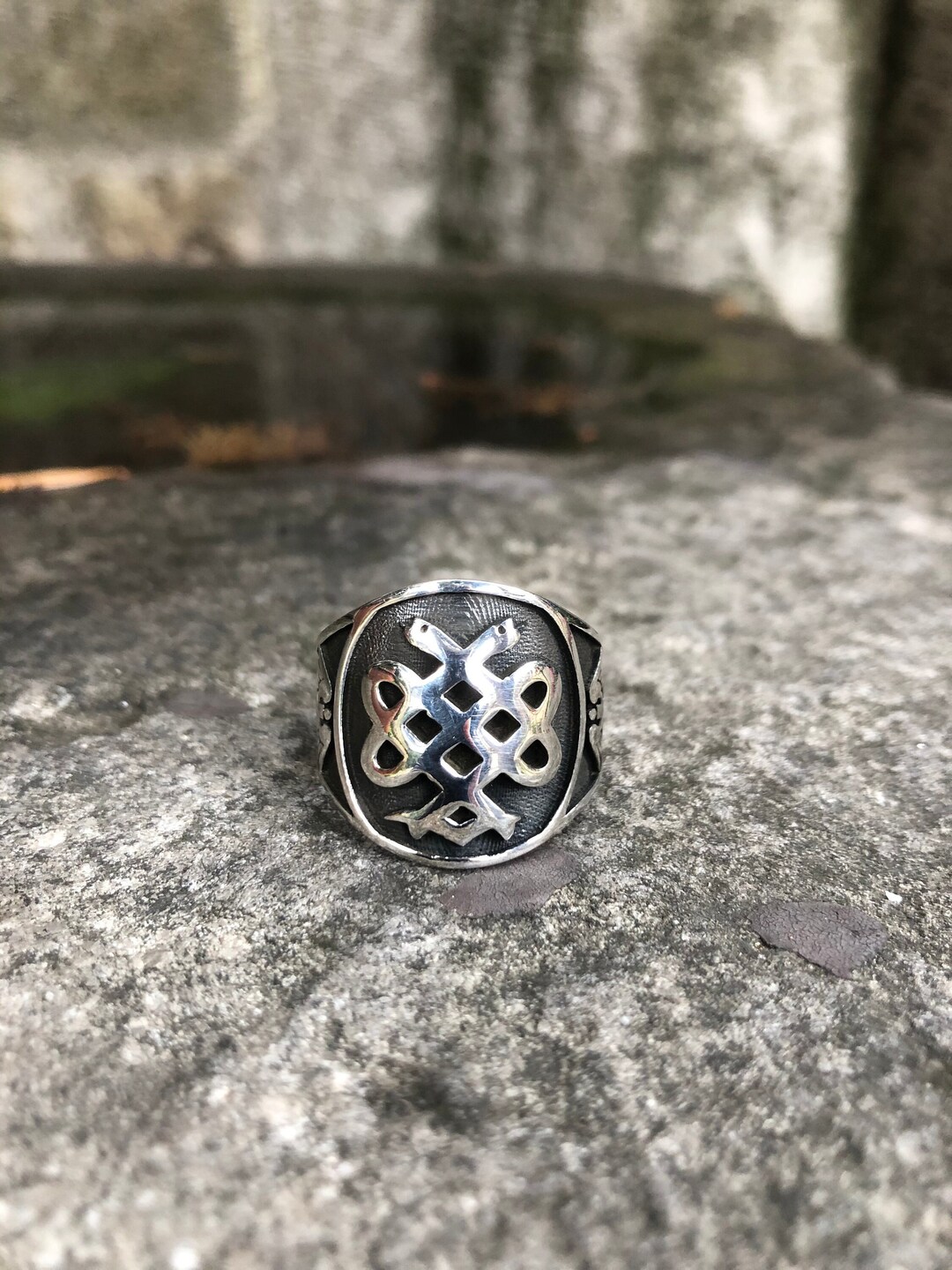 Mens Ring Caduceus Snake Symbol of Medicine 925 Sterling Silver Artisan ...
