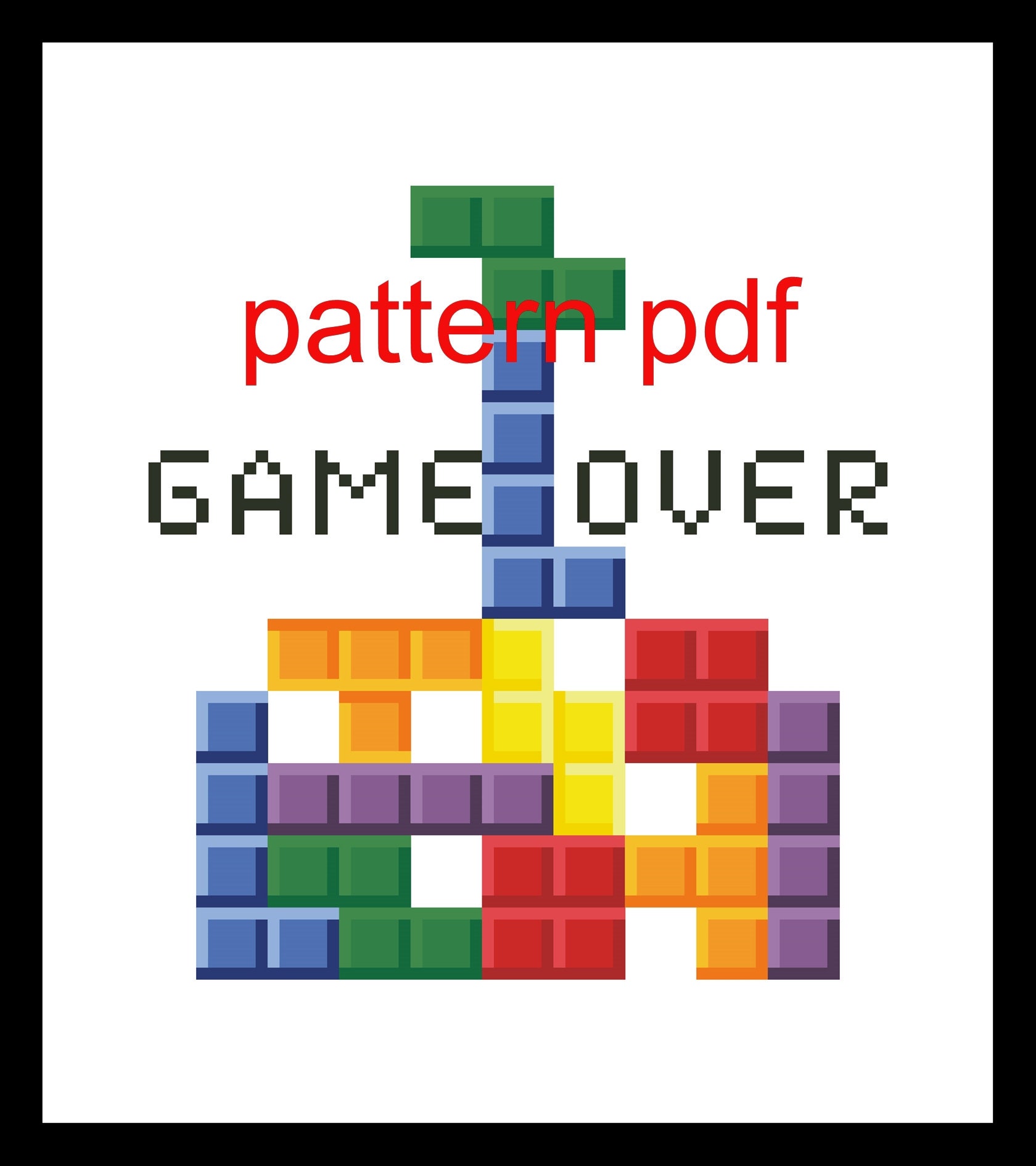 Game Over Cross Stitch Pattern Pdf Tetris E-pattern Pdf - Etsy