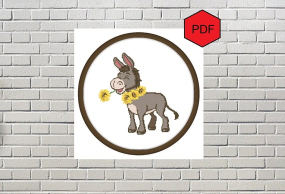 Happy Donkey Cross Stitch Pattern Pdf Farm Animal Cross | Etsy