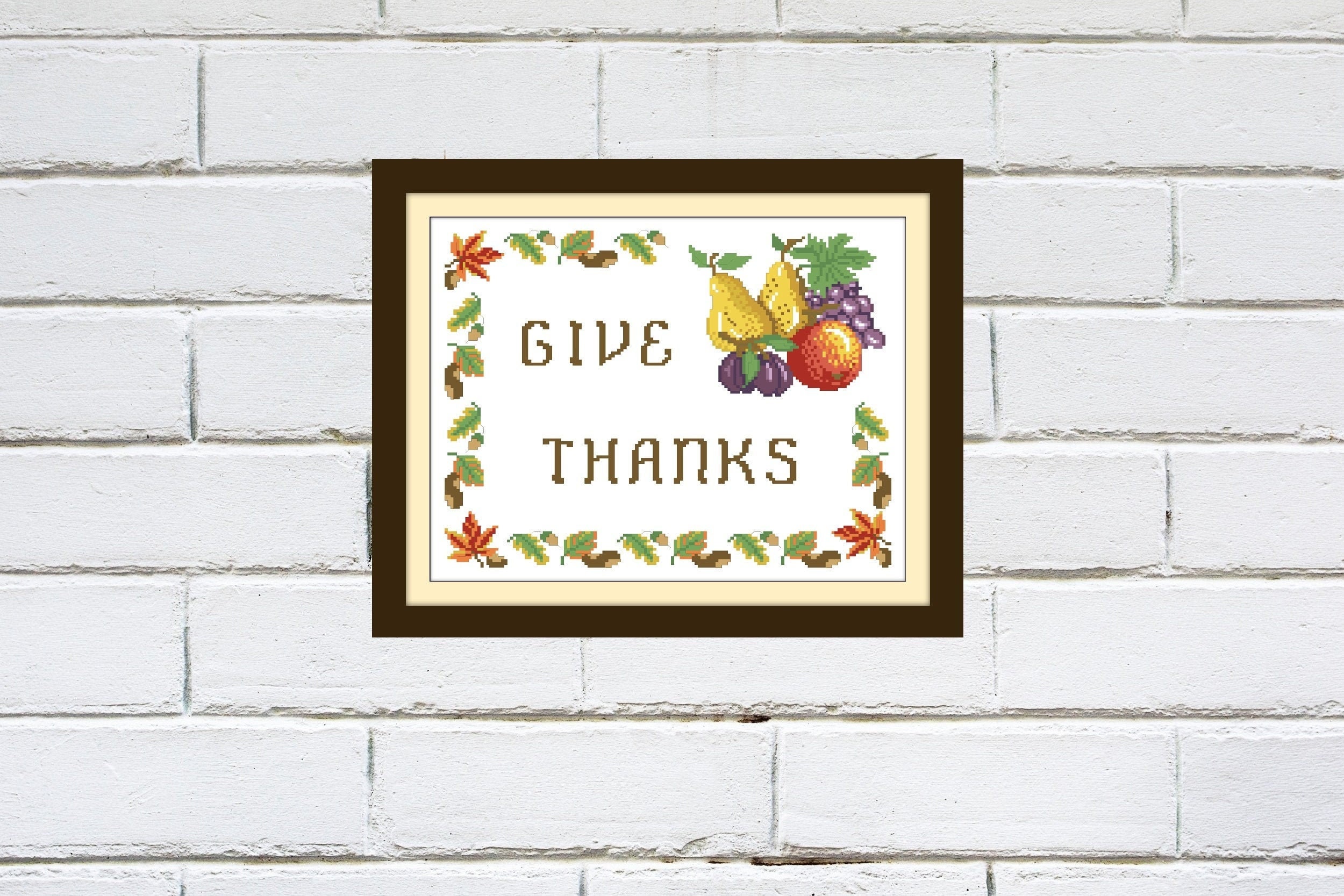 Give Thanks Cross Stitch Pattern Pdf Thanksgiving Counted - Etsy