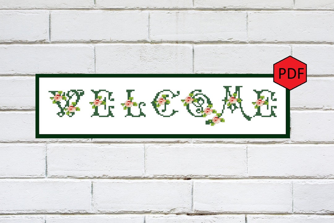 Welcome Cross Stitch Pattern Pdf, Home Counted Cross Stitch, Modern ...