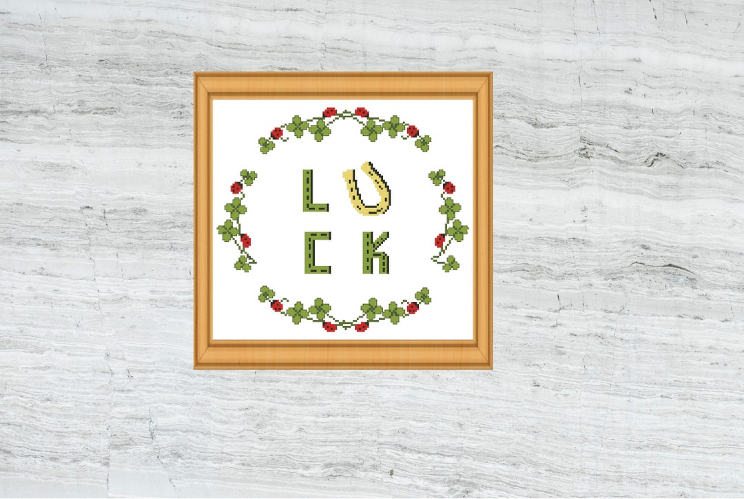 Good Luck Cross Stitch, Shamrock Cross Stitch Pattern Pdf, St Patrick ...