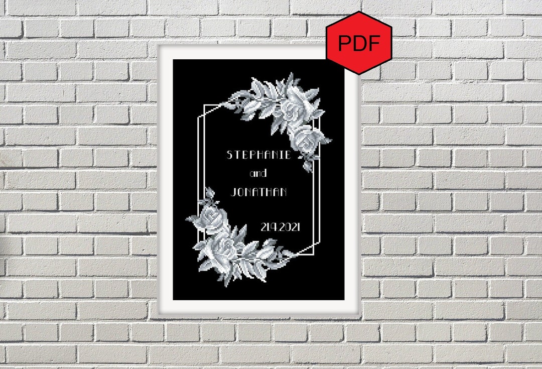 Modern Wedding Cross Stitch Sampler, Custom Marriage Cross Stitch ...