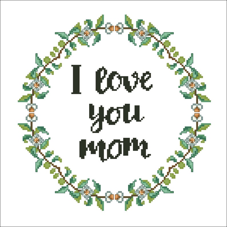 Mothers Day Cross Stitch Pattern Pdf I Love You Mom Cross - Etsy