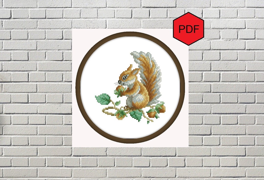 Squirrel Cross Stitch Pattern Pdf, Counted Forest Animals Sheme, Modern ...