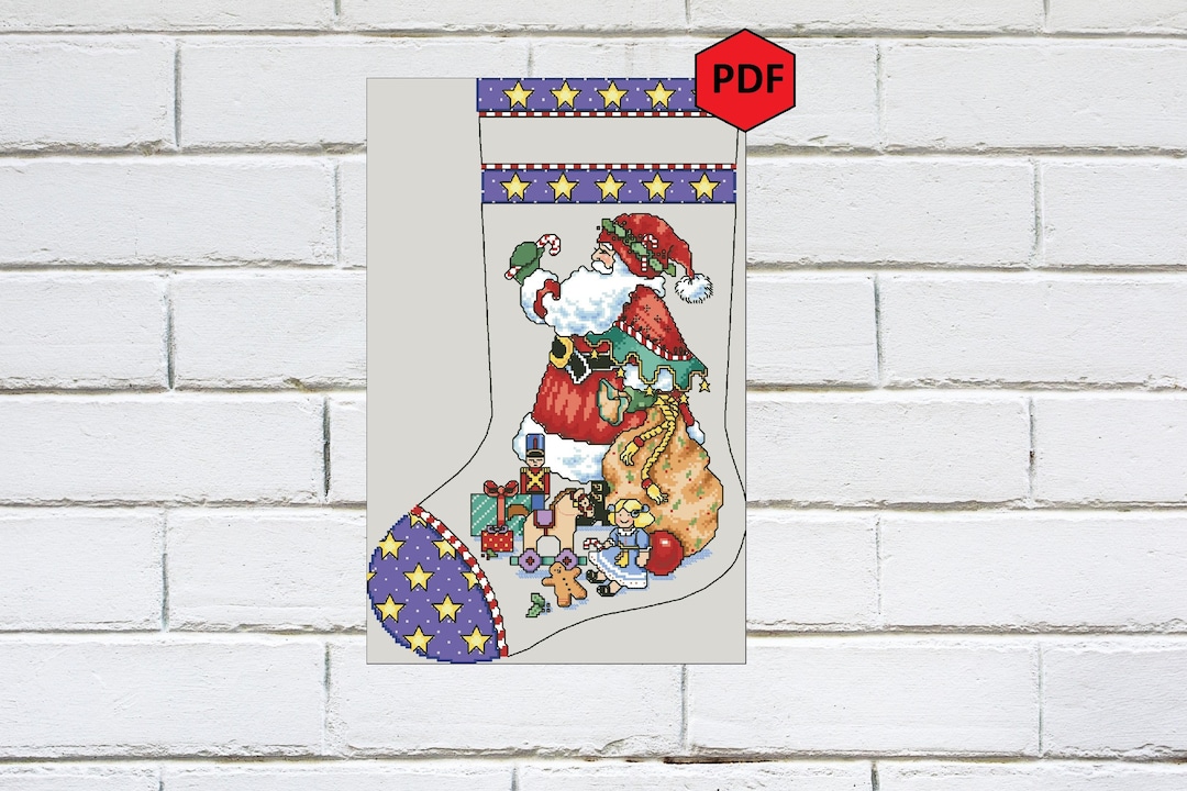 Christmas Stocking Cross Stitch Pattern Pdf, Santa Claus Cross Stitch ...