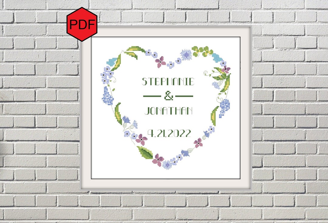 Wedding Heart Cross Stitch Pattern, Counted Wedding Cross Stitch ...