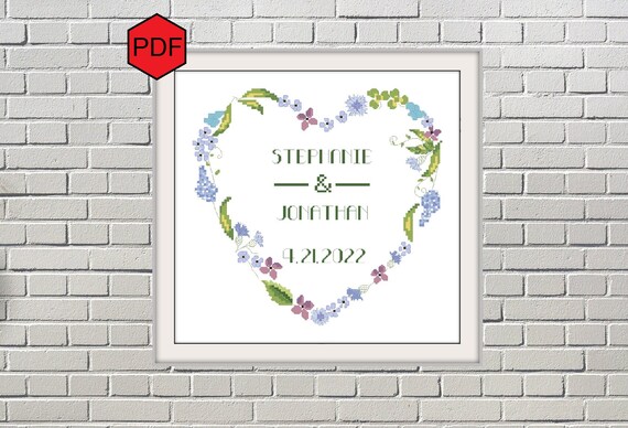 Wedding Heart Cross Stitch Pattern Counted Wedding Cross | Etsy