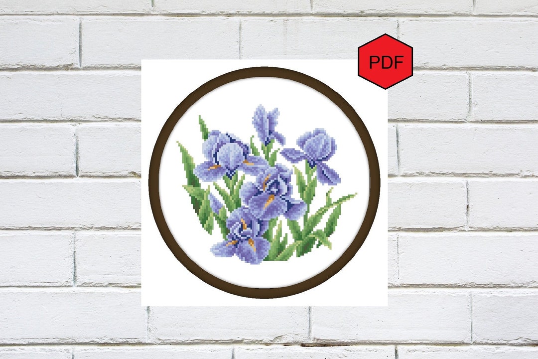Iris Cross Stitch Pattern Pdf, Floral Kitchen Cross Stitch Decoration ...