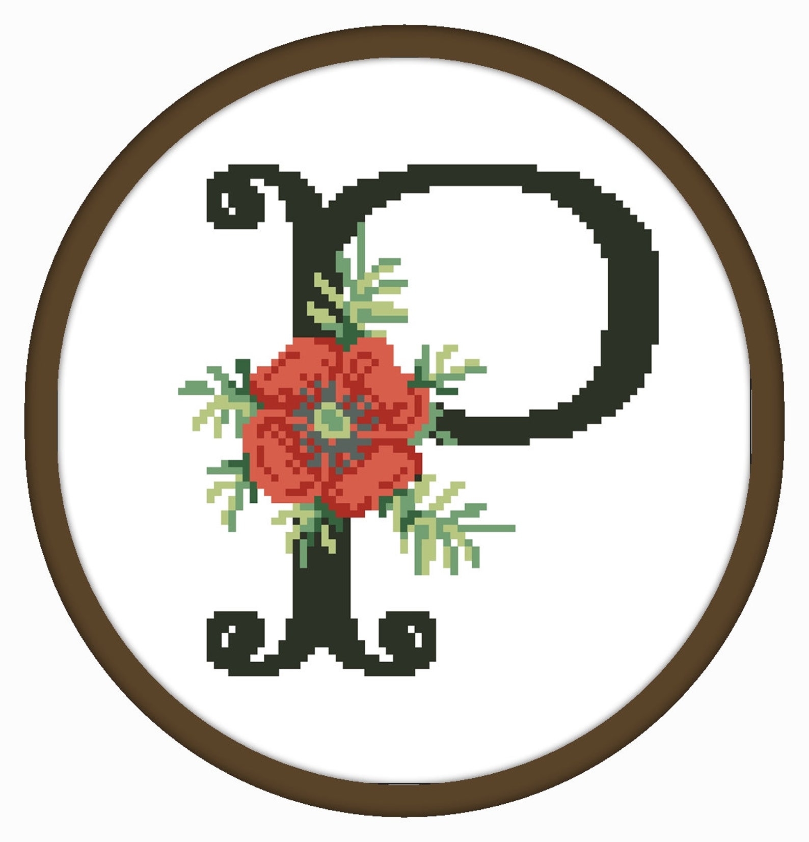 Alphabet Cross Stitch Pattern Pdf, Letter P Cross Stitch, Monogram ...