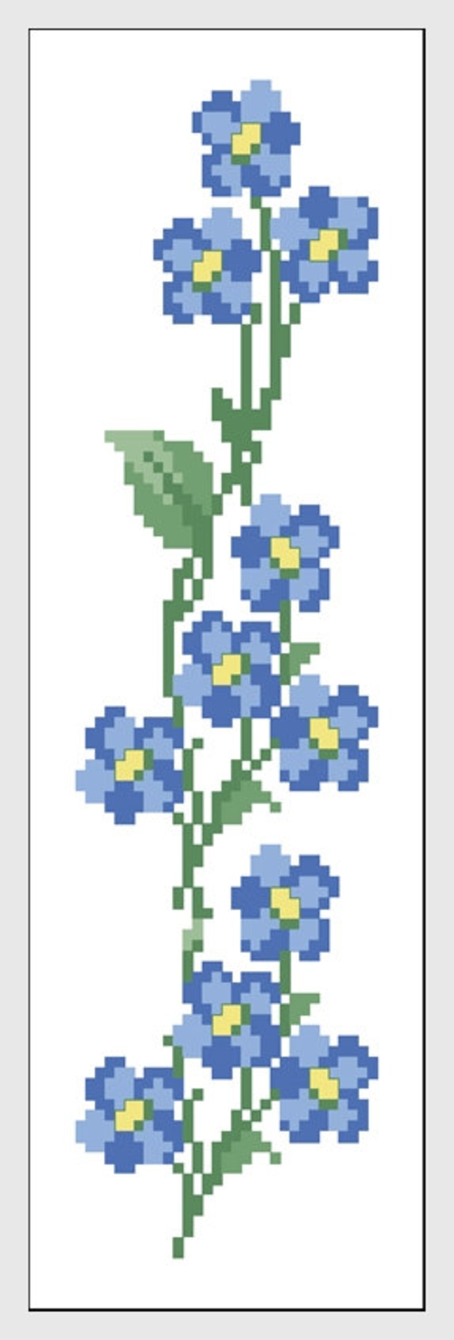 Forget me not bookmark Cross stitch pattern pdf Summer | Etsy