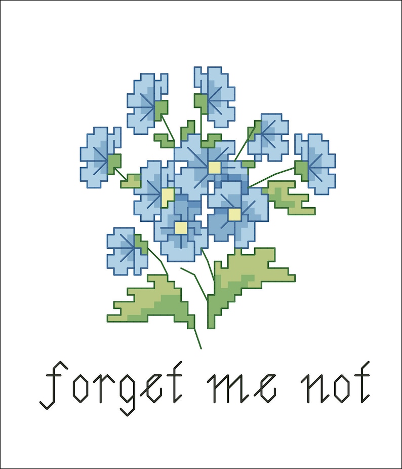 Forget Me Not Cross Stitch Pattern Pdf Bouquet Cross Stitch - Etsy