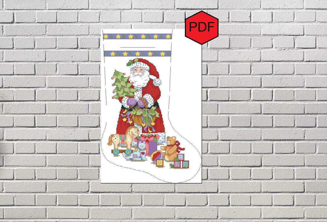 Santa Claus Cross Stitch Stocking, Spirit of Christmas Stocking ...