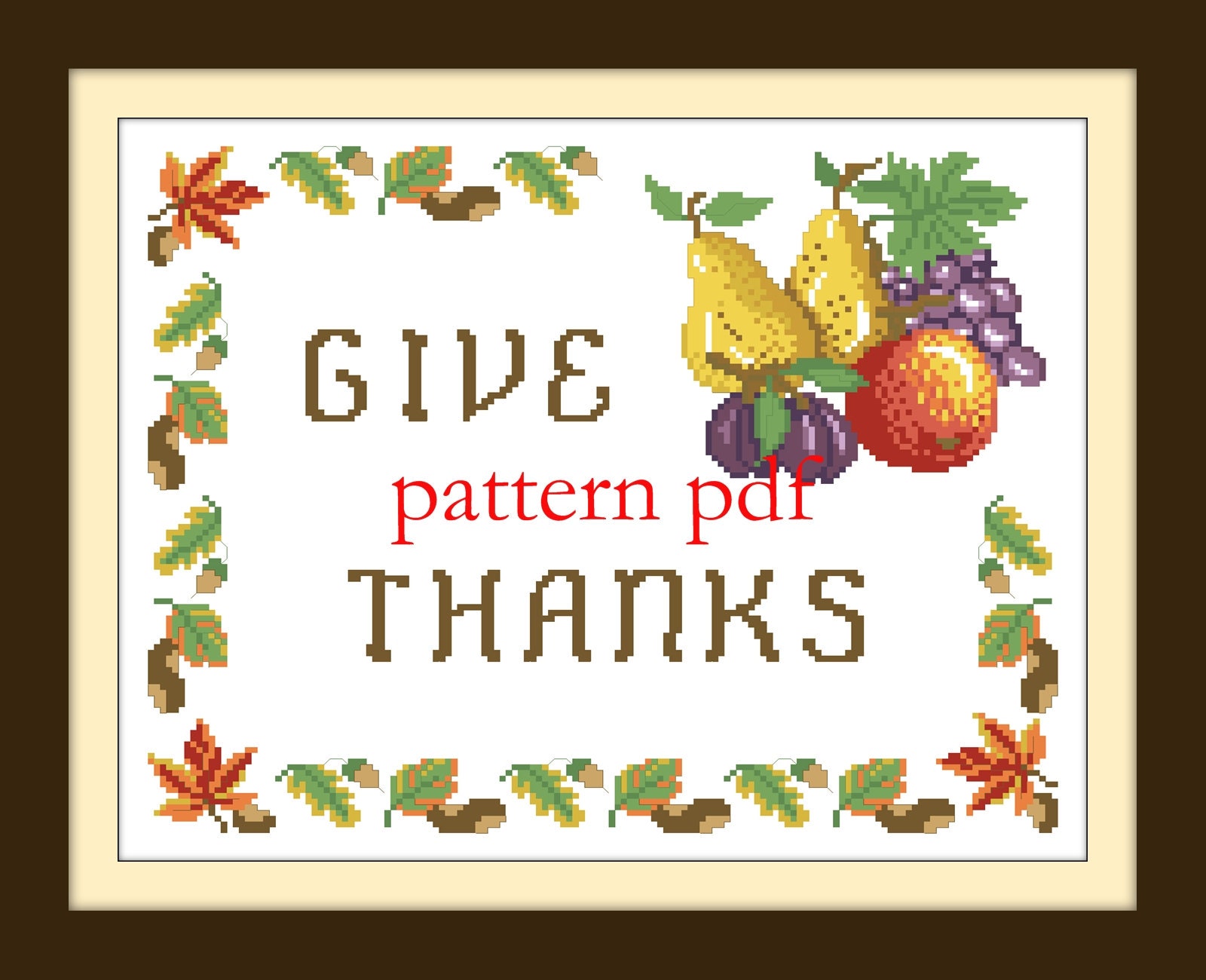 Give Thanks Cross Stitch Pattern Pdf Thanksgiving Counted - Etsy