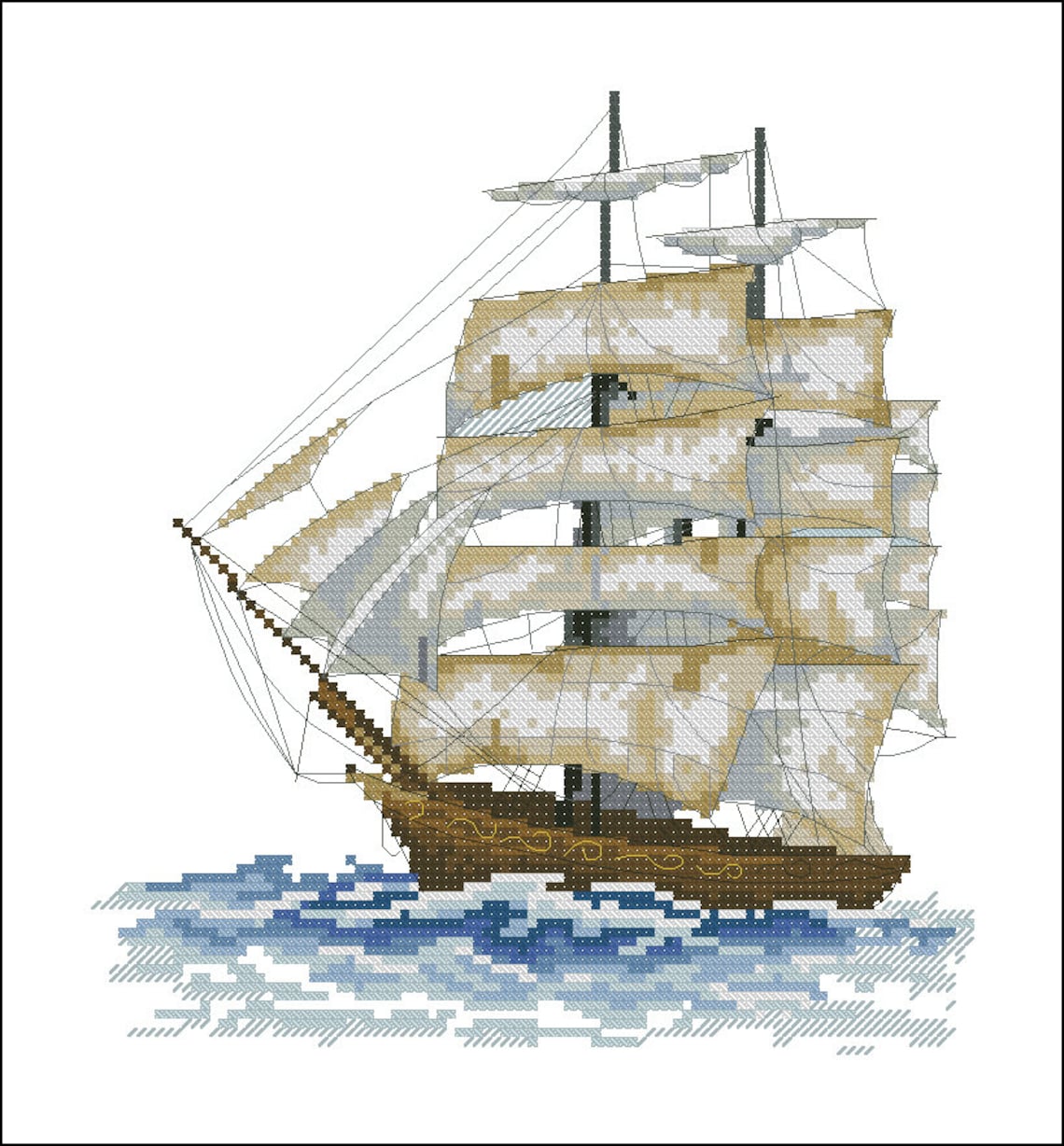 Sailboat Cross Stitch Pattern Pdf Sea Landscape Cross Stitch - Etsy
