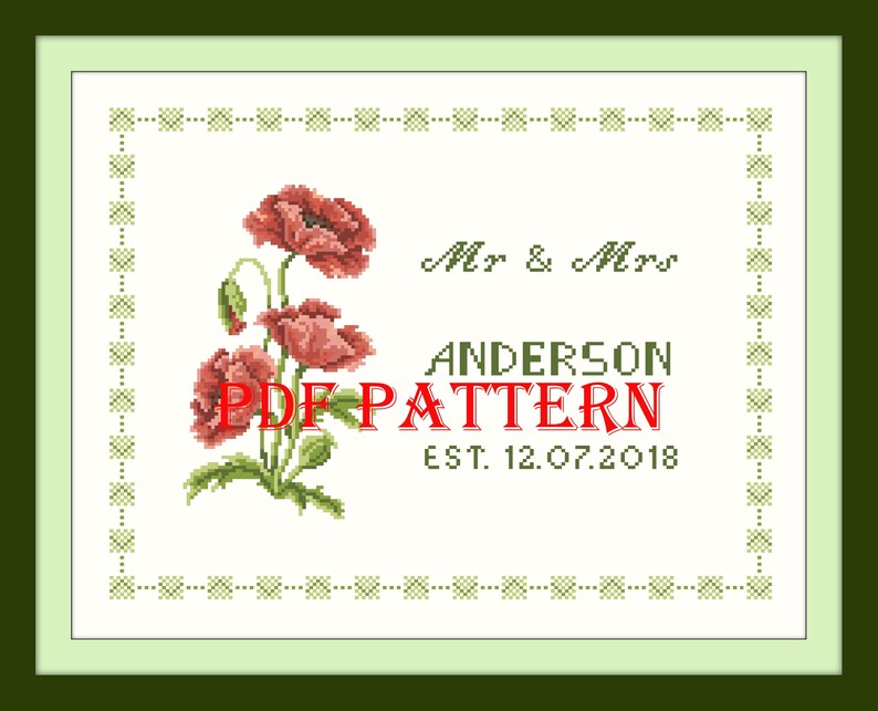 Wedding Cross Stitch Pattern Pdf Modern Wedding Sampler - Etsy