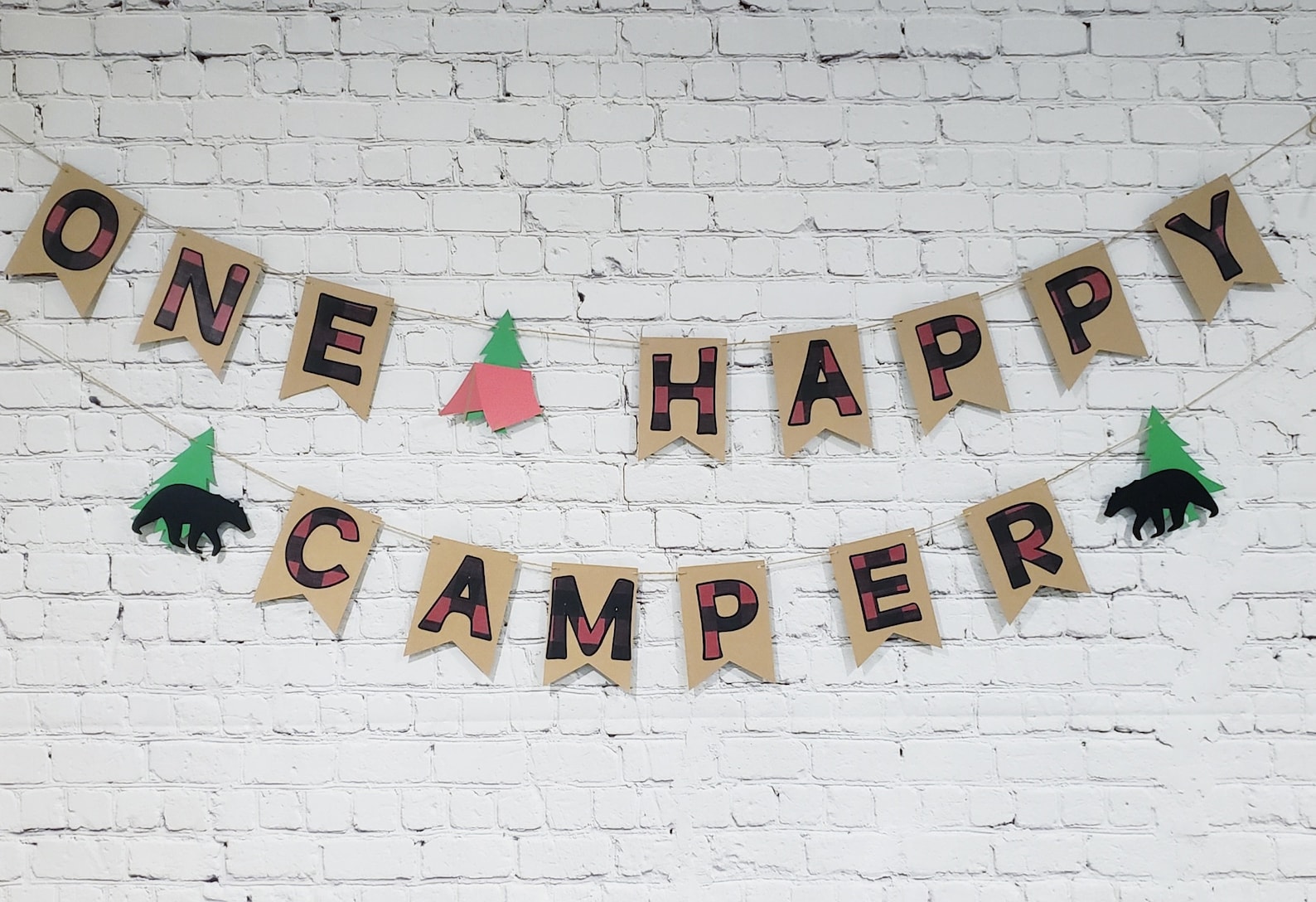 One Happy Camper Banner. Lumberjack Banner. Camping Birthday - Etsy