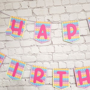 Pop It Theme Happy Birthday Banner. Pop It Birthday Party. Popit Banner ...