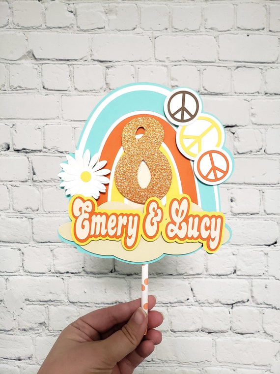 Groovy Theme Cake Topper. Hippie Birthday. Two Groovy Birthday Party ...