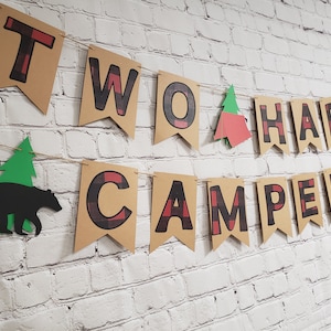 Two Happy Campers Banner. Lumberjack Banner. Camping Birthday Banner ...