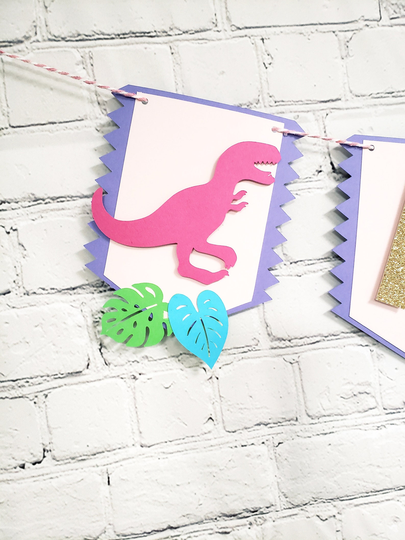 Personalized Dinosaur Name Banner. Girl Dinosaur Banner. Dino Party ...